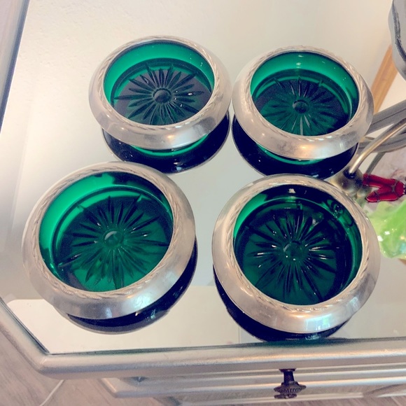 Vintage | Dining | Vintage Emerald Green Glass Designer Sterling Silver ...